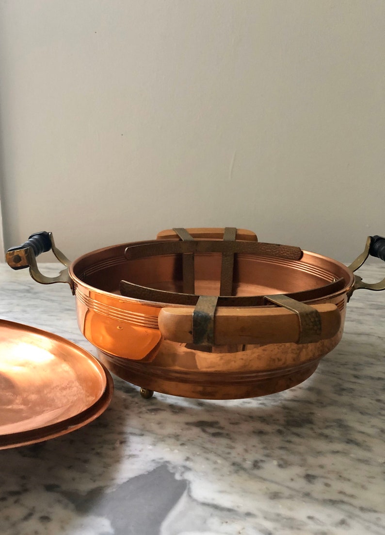 Copper Casserole Carrier and Lid // Vintage Kitchen Copper - Etsy