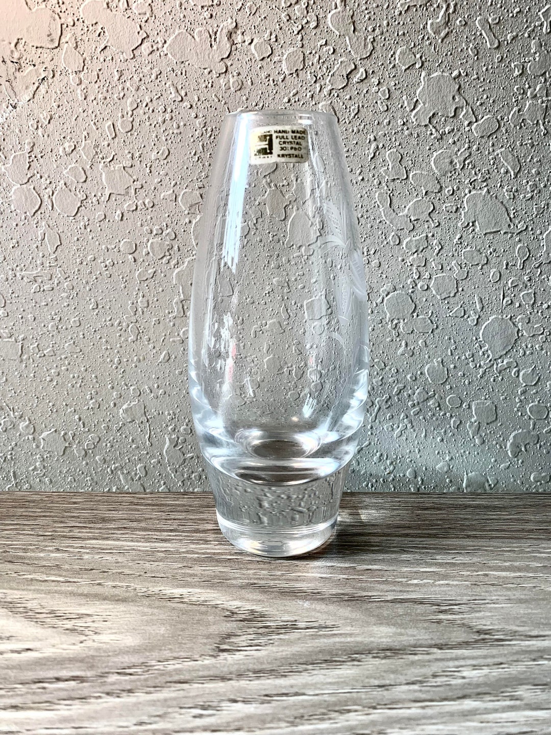 Vintage Norwegian Floral Etched Crystal Bud Vase Hadeland Norvège ...
