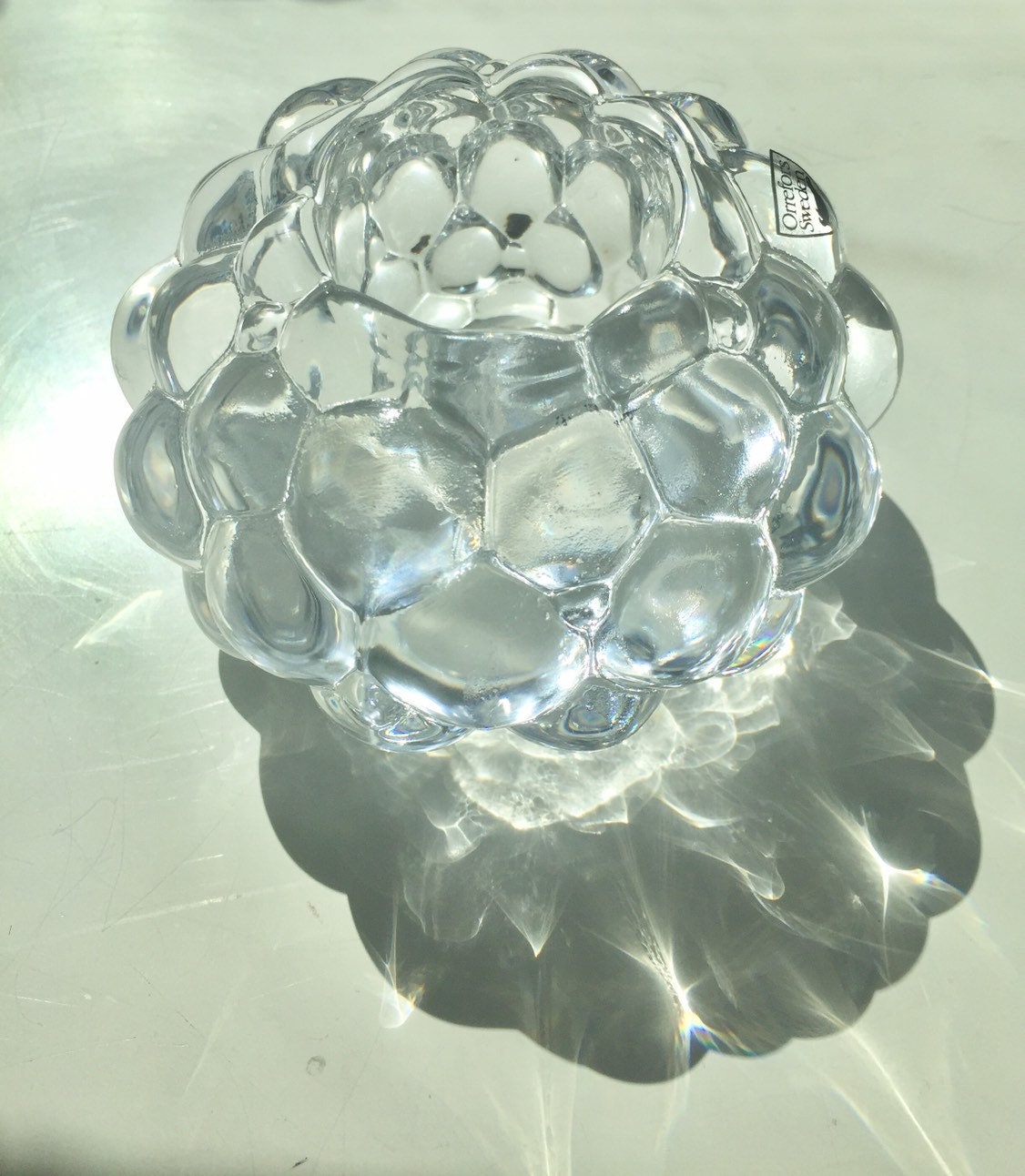 Vintage Orrefors Raspberry Sweden Glass Votive Candle Holder Bubble ...