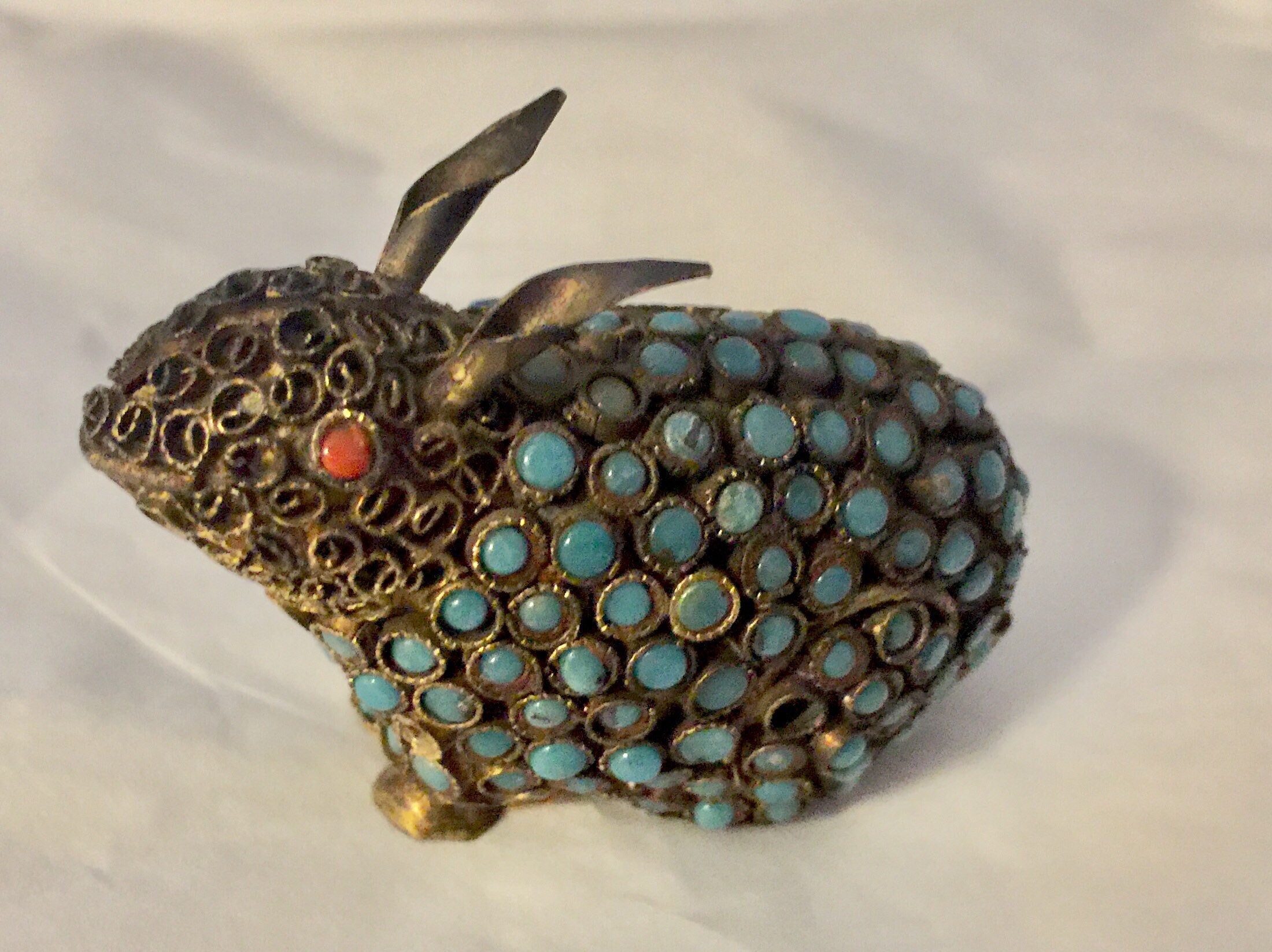 Vintage Tibet Antique Rabbit Ornate Turquoise Coral Tibetan | Etsy