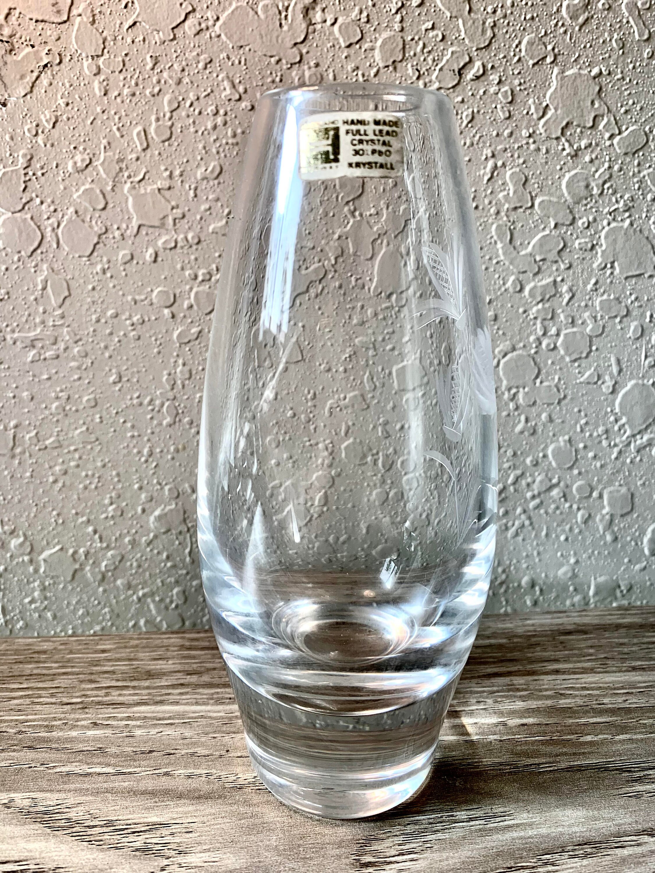 Vintage Norwegian Floral Etched Crystal Bud Vase Hadeland | Etsy