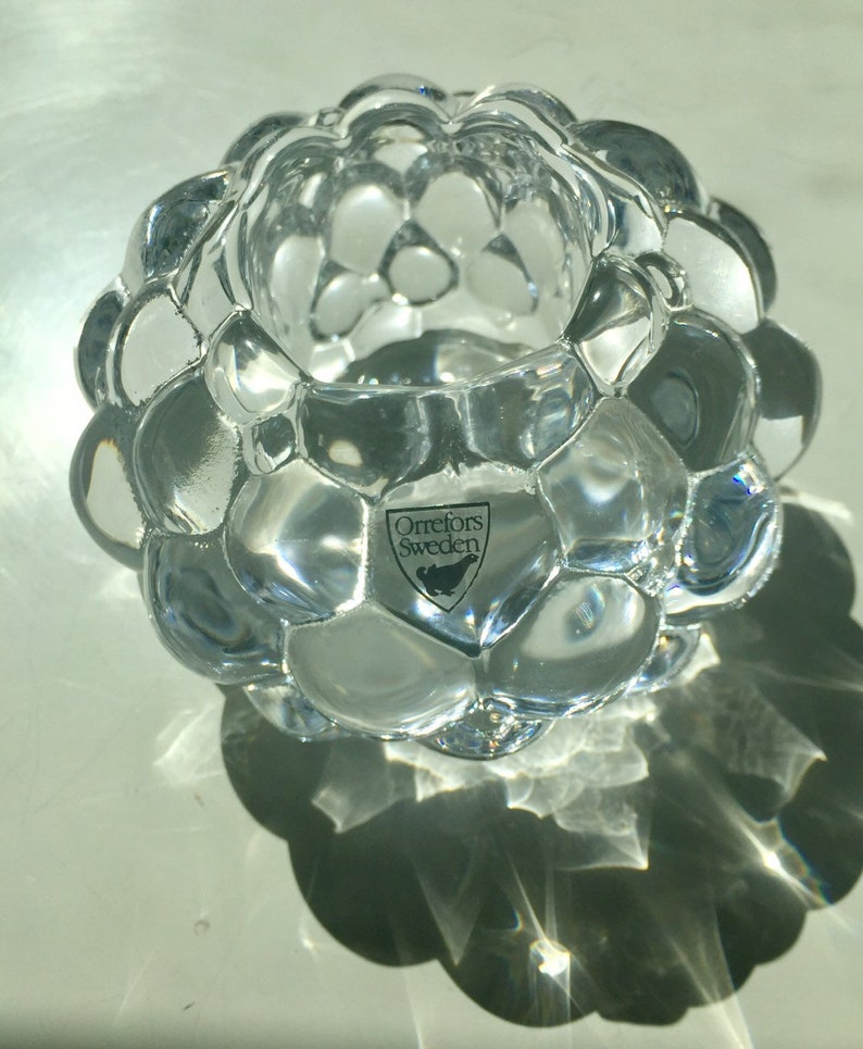 Vintage Orrefors Raspberry Sweden Glass Votive Candle Holder Bubble ...