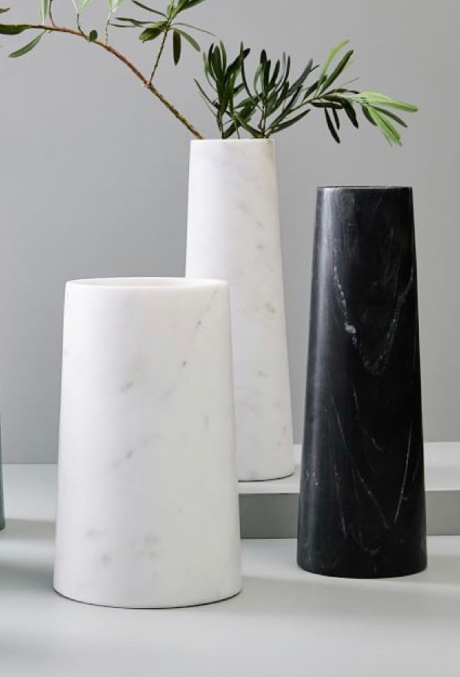 Vintage Gailstyn Sutton Quarry Genuine Black Grey Marble Vase - Etsy