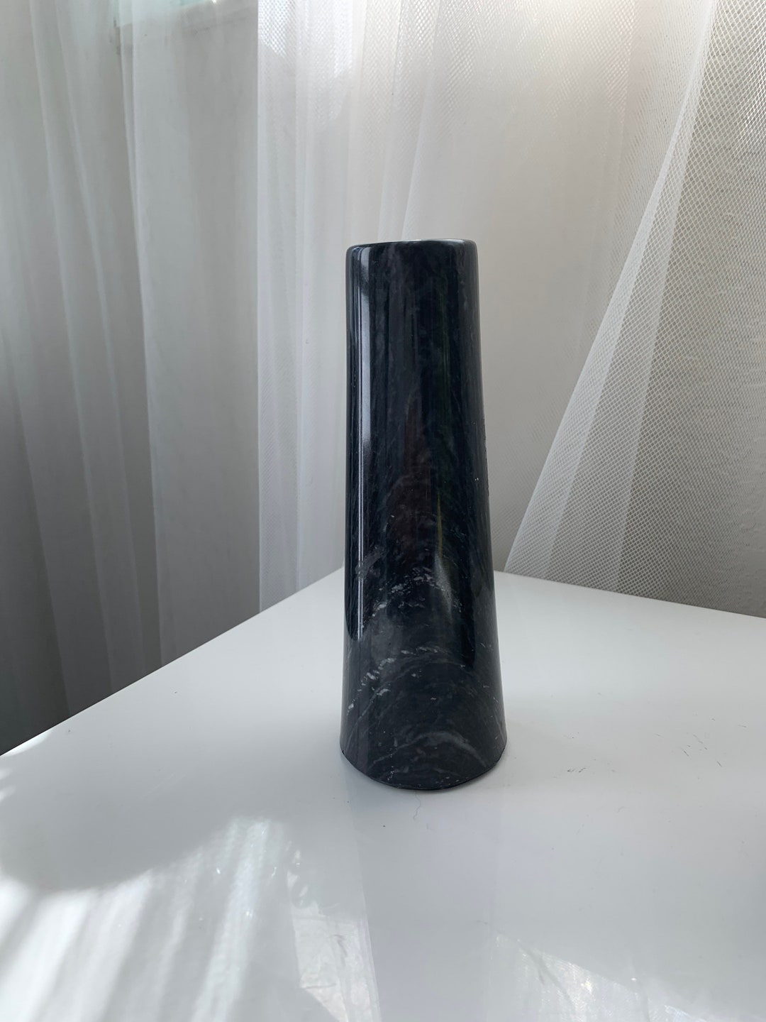 Vintage Gailstyn Sutton Quarry Genuine Black Grey Marble Vase ...