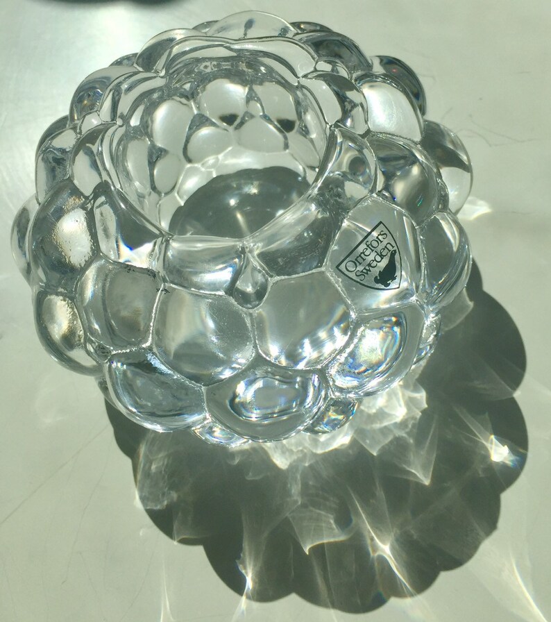 Vintage Orrefors Raspberry Sweden Glass Votive Candle Holder Bubble ...