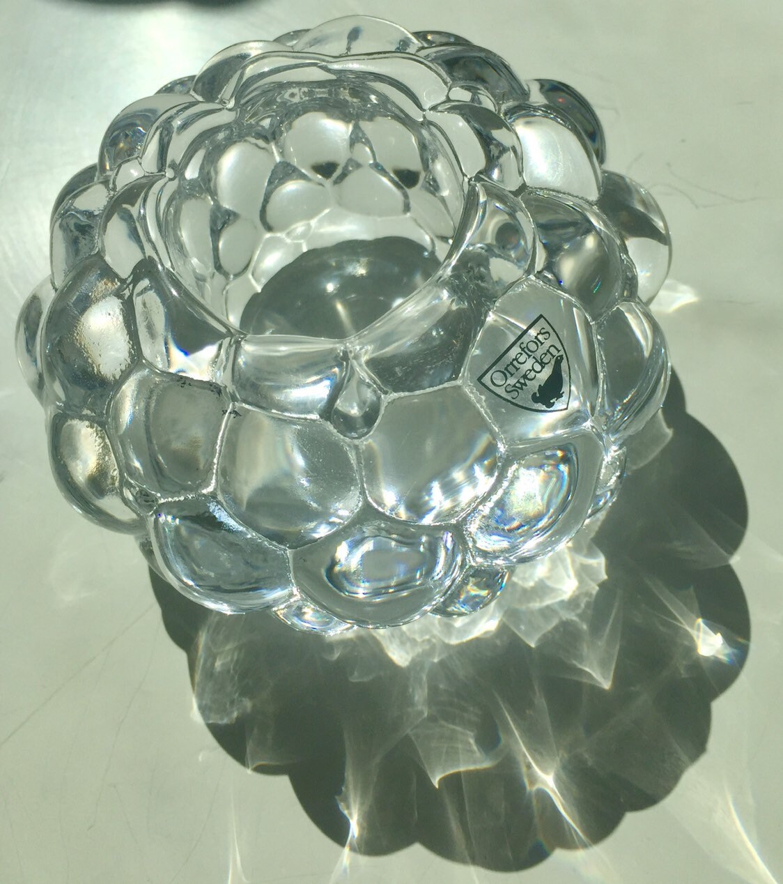 Vintage Orrefors Raspberry Sweden Glass Votive Candle Holder Bubble ...