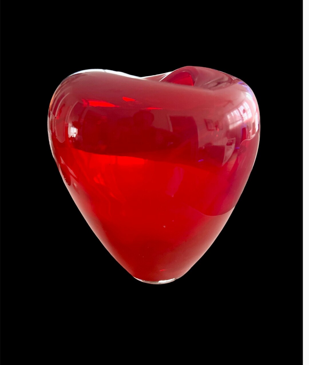 Vintage MCM Red Clear Cased Art Glass Pinched Freestyle Heart Vase. - Etsy