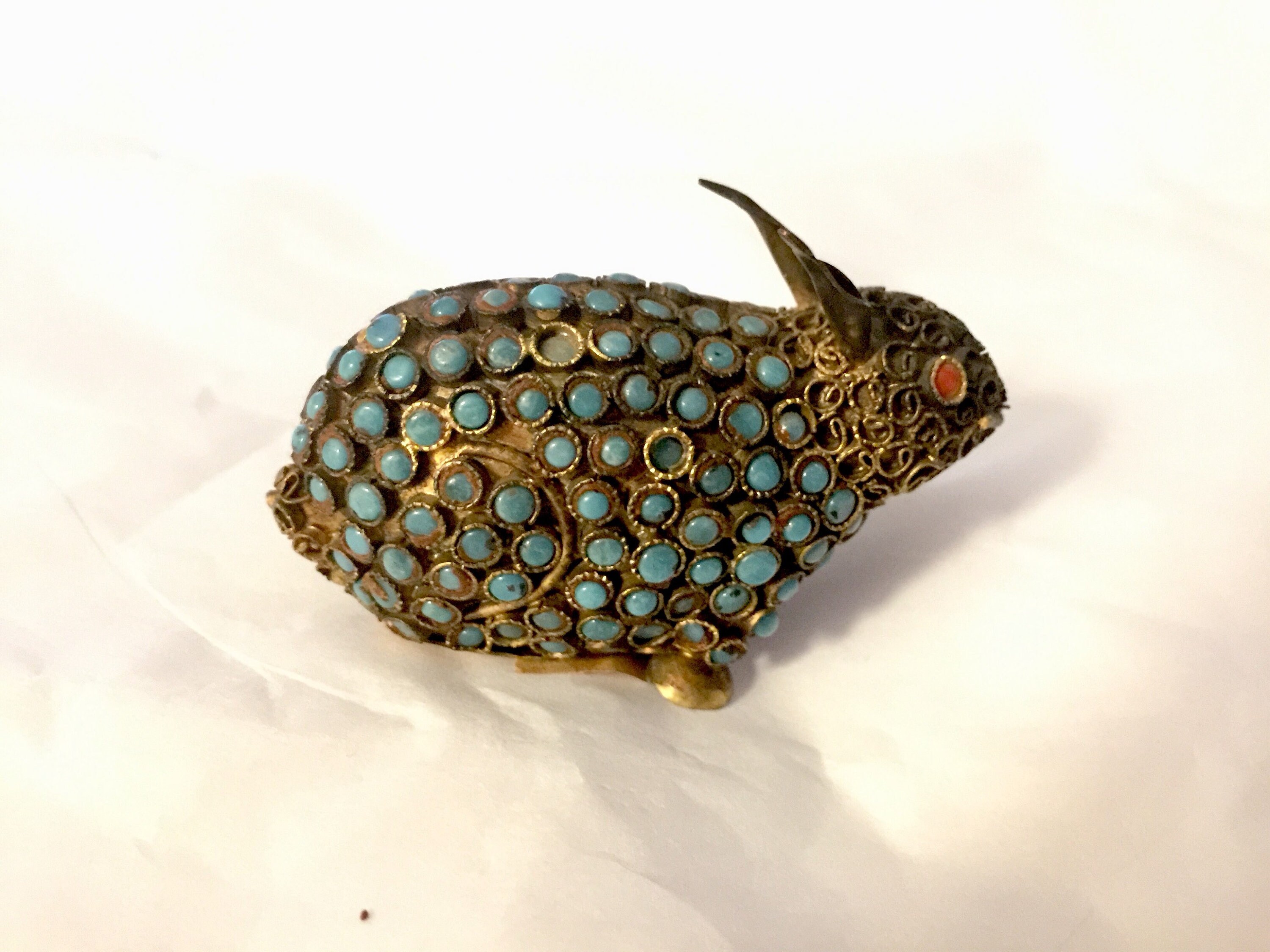 Vintage Tibet Antique Rabbit Ornate Turquoise Coral Tibetan | Etsy