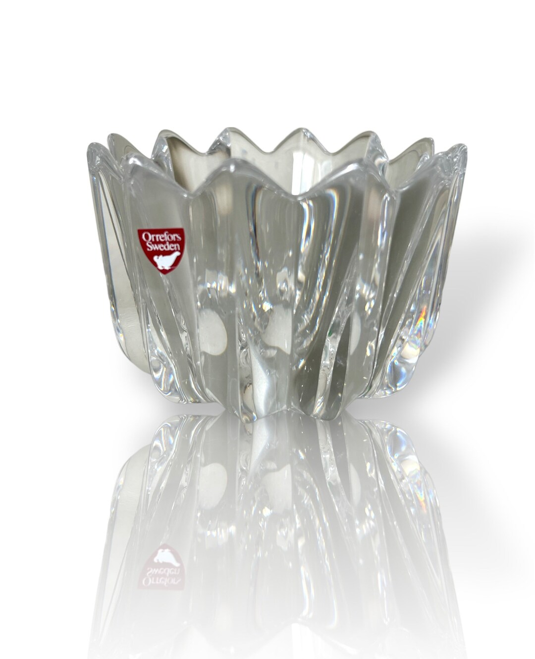 Orrefors Crystal Lg. Fleur Bowl by Jan Johansson 1980’s, Sweden Dish or ...