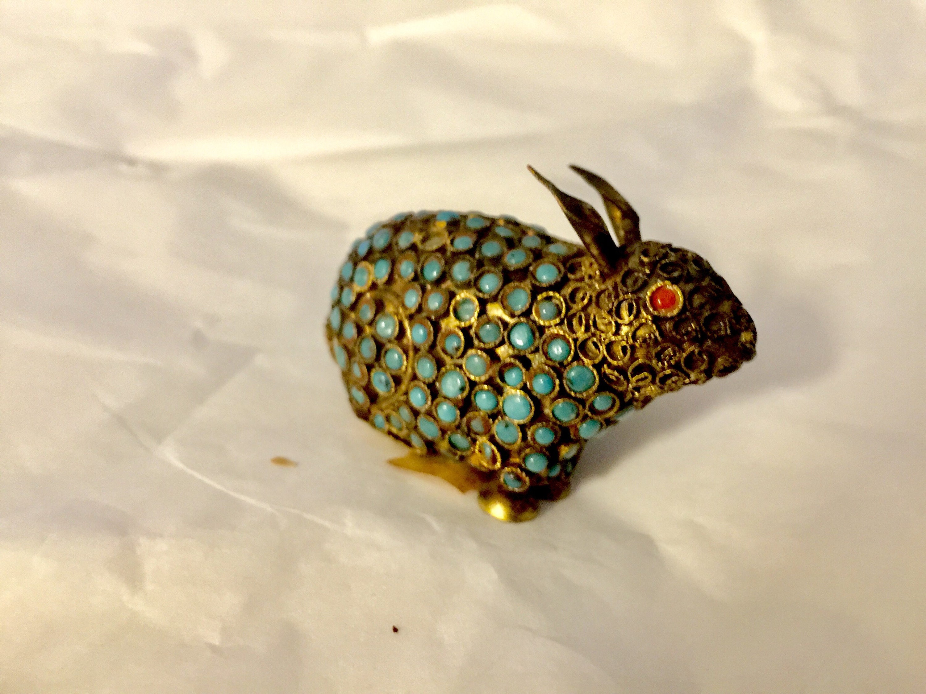Vintage Tibet Antique Rabbit Ornate Turquoise Coral Tibetan | Etsy