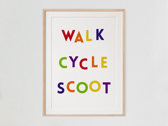 Walk Cycle Scoot more Colour Options Girls Boys Nursery | Etsy