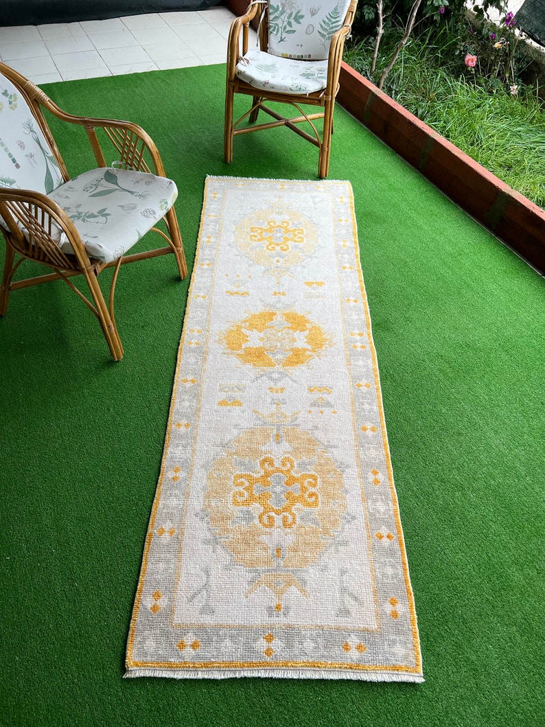 Oushak Turkish Runner Kitchen Runner Rugentryİvory Grey - Etsy