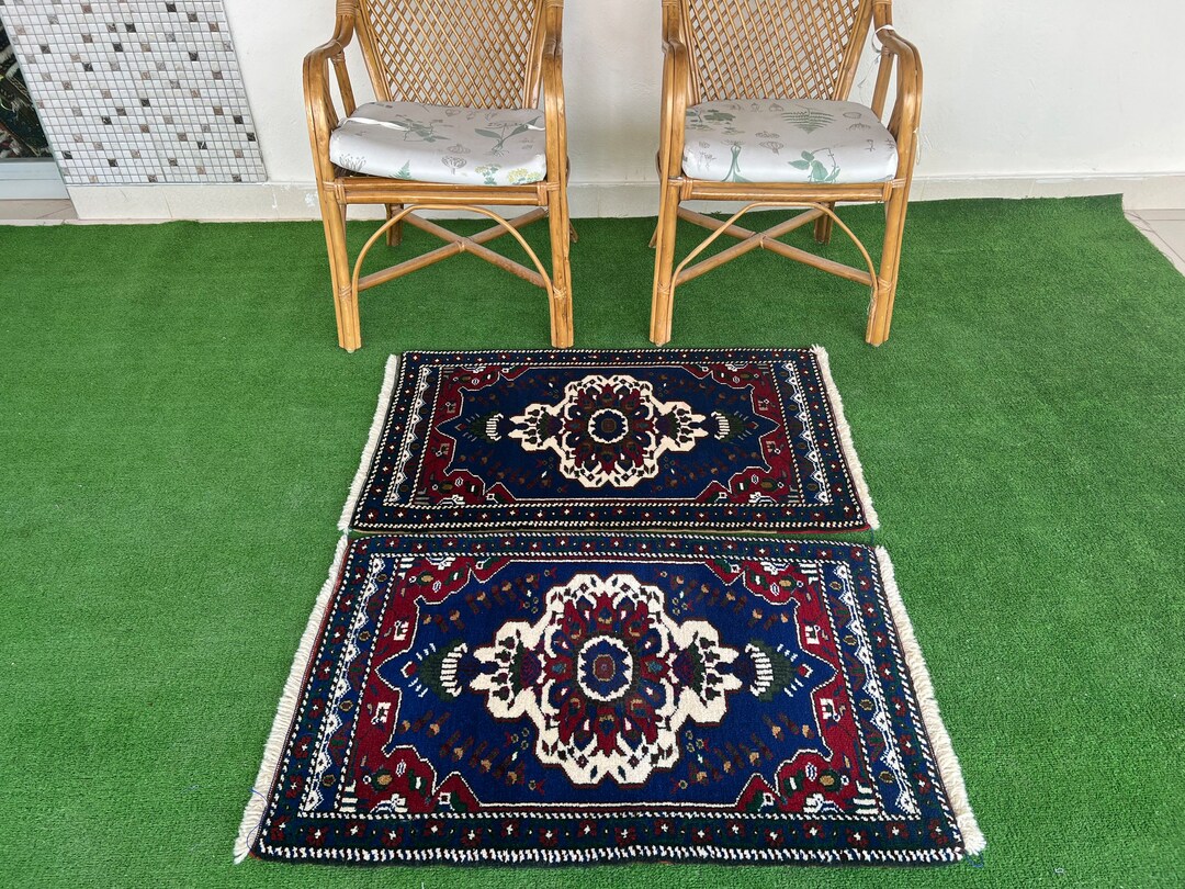 Vintage Oushak Baht Mat Set Turkish Rug Red Blue Bahtroom Rug - Etsy