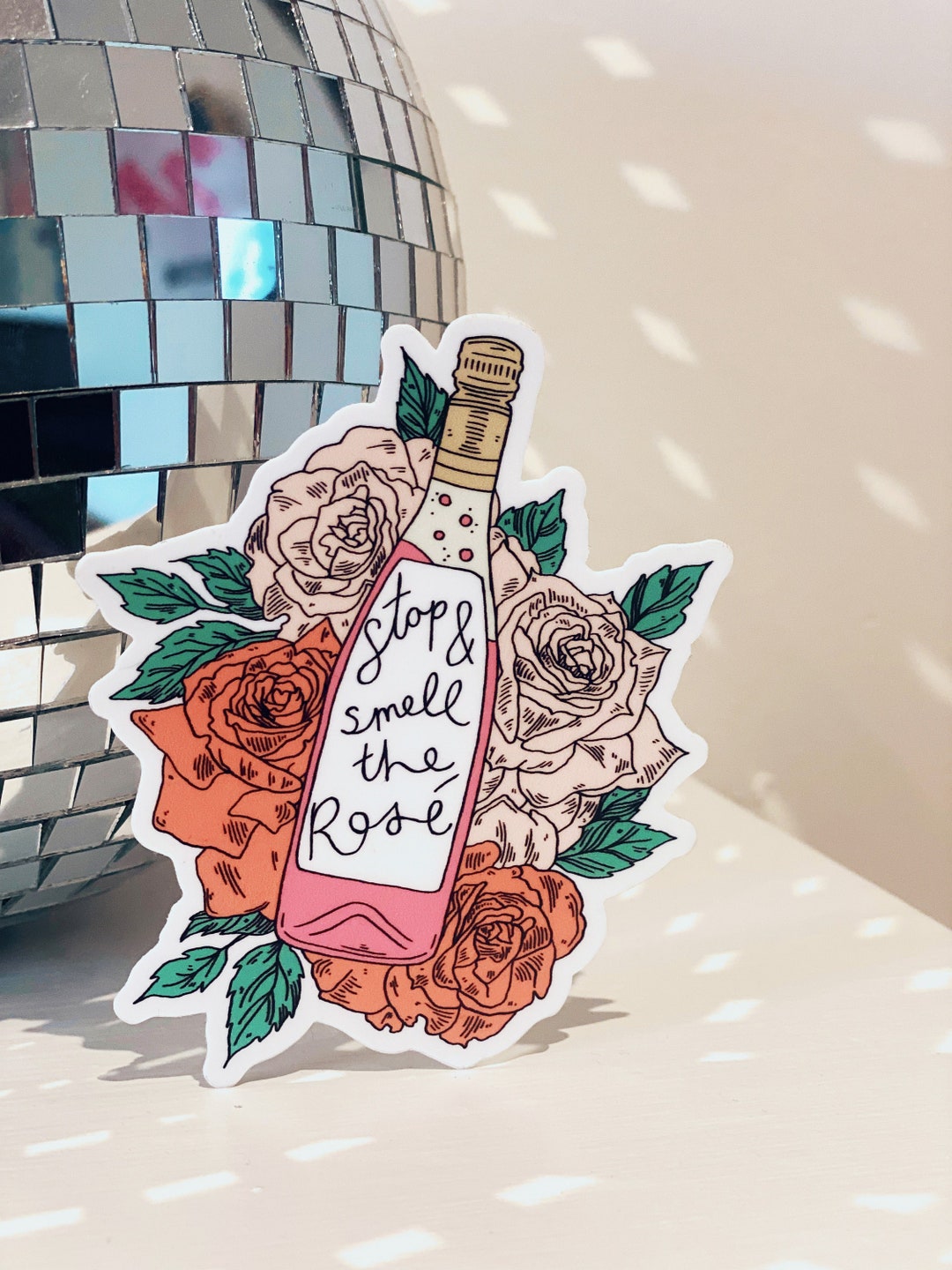 Rosé Wine Sticker | Wine Matte Vinyl Sticker | Stop and Smell the Rosé ...