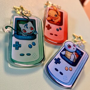 Starters Gameboy Acrylic Keychains - Bulbasaur Charmander Squirtle ...