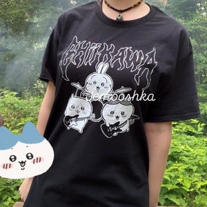 Metal Chiikawa Tee - 100% Cotton Heavy Metal Chiikawa Usagi Hachiware T ...