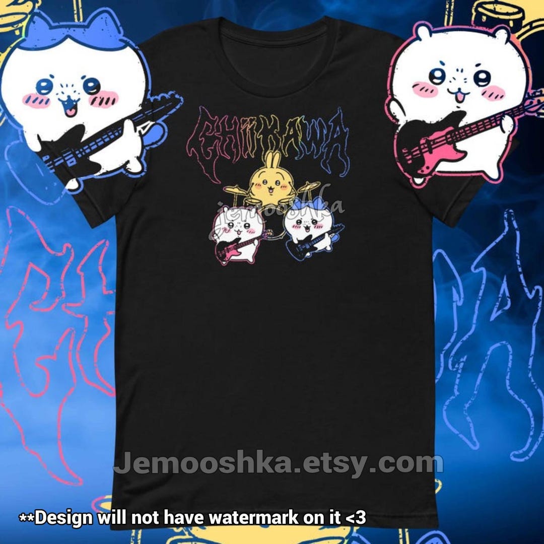 Colorful Metal Chiikawa Tee - 100% Cotton Heavy Metal Chiikawa Usagi ...