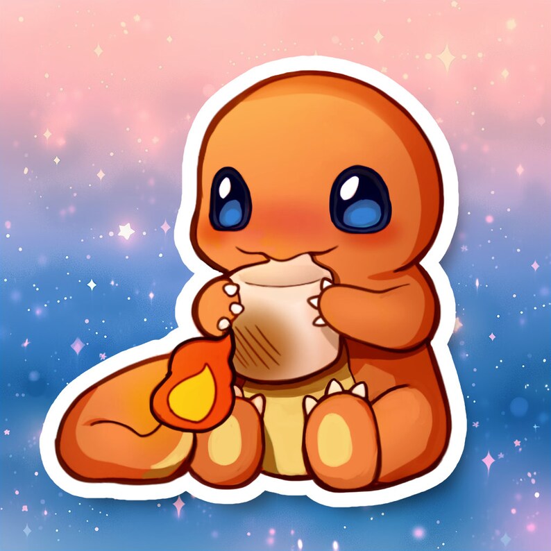 Charmander Marshmallow Pokemon Vinyl Sticker Cute Kawaii Fire Type ...