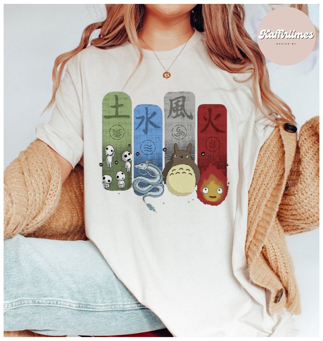 Four Elements Ghibli Character T-shirt, Studio Ghibli T-shirt, Ghibli ...