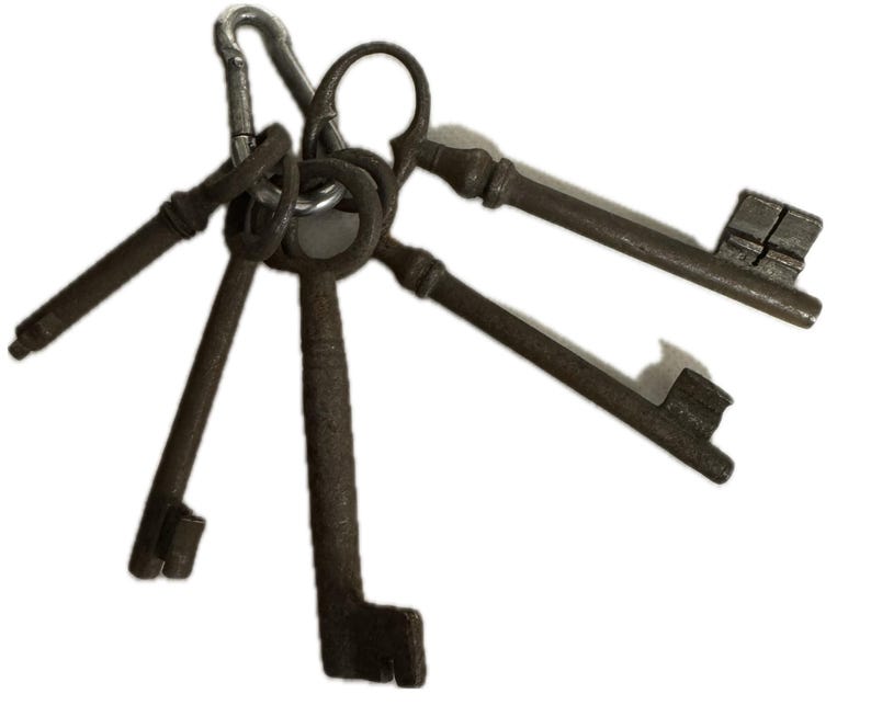Lot of 5 Antique Iron Skeleton Keys 1930s Vintage Metal Key Key for ...