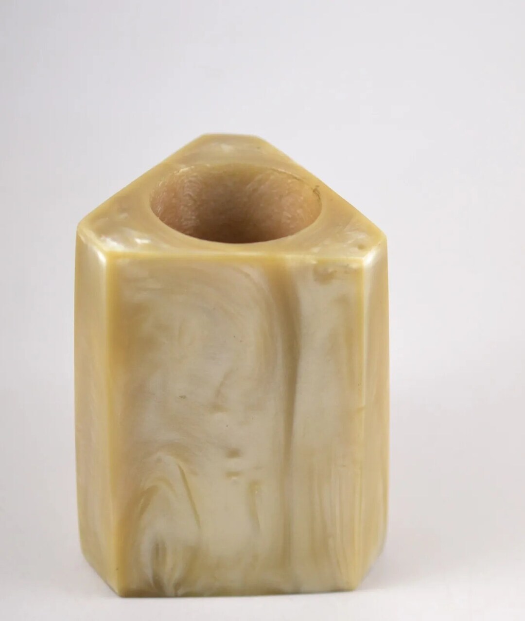 Vintage Amber Bakelite Catalin Plastic Lava Flow Vase / Pen Holder 281g ...