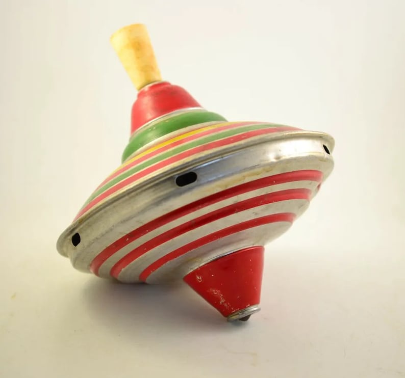 Vintage Spinning Top, Metal Plastic Spinning Top 1960s, Toy Spinner ...