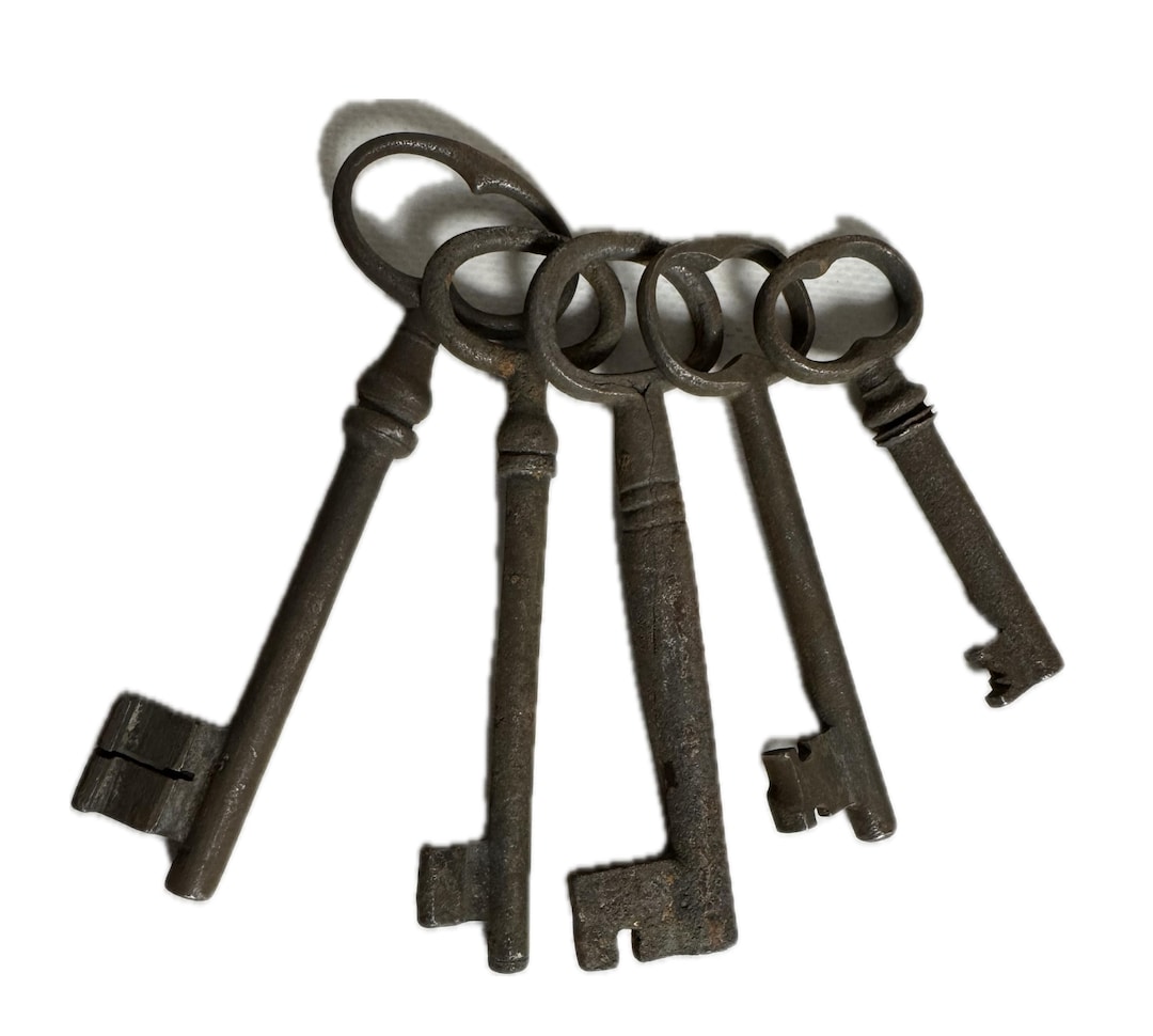 Lot of 5 Antique Iron Skeleton Keys 1930s Vintage Metal Key Key for ...