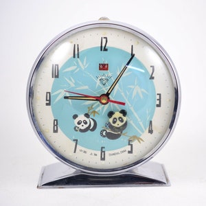 Vintage Animated Child Alarm Clock SHANGHAI DIAMOND CHINA Panda ...