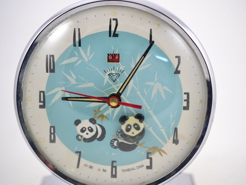 Vintage Animated Child Alarm Clock SHANGHAI DIAMOND CHINA Panda ...