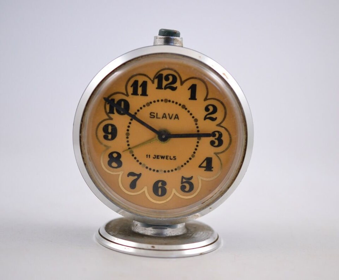 Vintage 70s SLAVA Mechanical USSR Russian Alarm Clock. Working Vintage ...