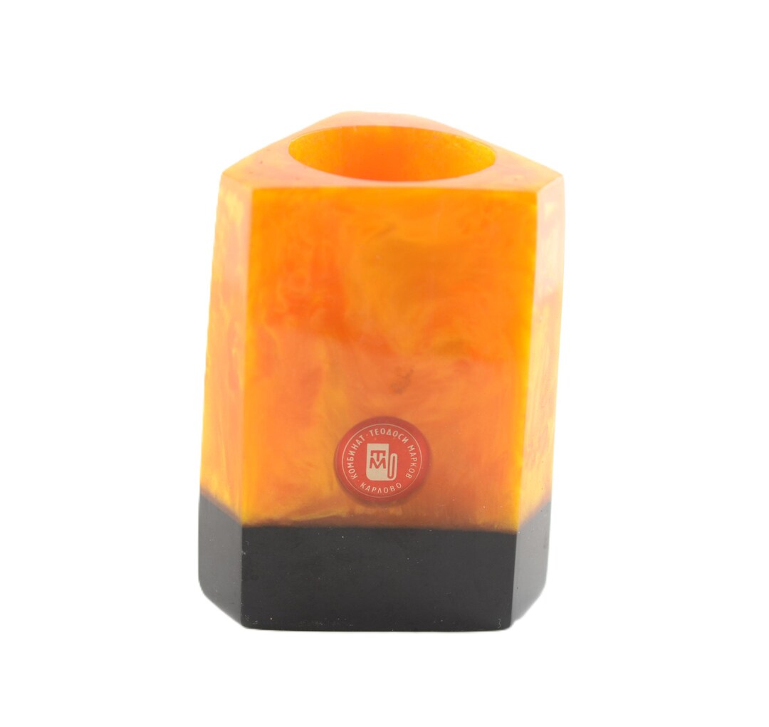 Amazing Vintage Amber Bakelite Catalin Plastic Lava Flow Vase/ Pen ...