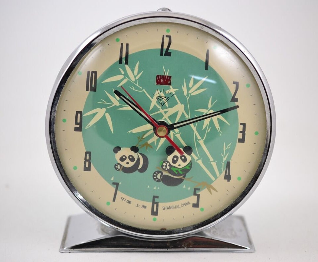 Vintage Animated Child Alarm Clock SHANGHAI DIAMOND CHINA Panda ...