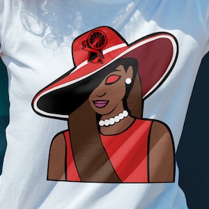 HOJ Lady in Red Hat - Silhouette & Cricut Cut Files - Jpeg, Svg, Eps, Png, Gsp - High Resolution ...