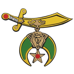 Shrine Emblem #8- Digital Embroidery Design - Scimitar and Crescent - 2 ...