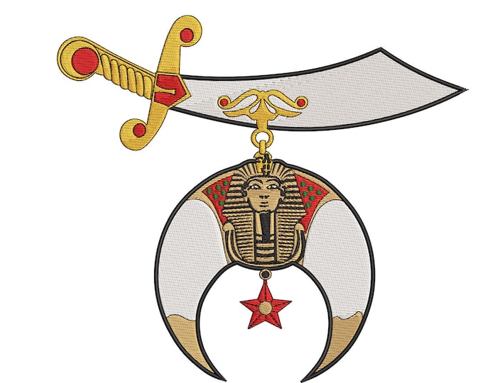 Shrine Emblem With Pharaoh Face Digital Machine Embroidery Design 5x6 ...