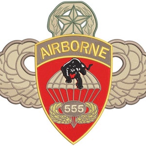 Airborne 555th Parachute Infantry Battalion Emblem Digital Embroidery ...
