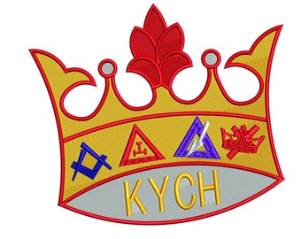 York Rite Ornate Long Cross and Crown Emblem Embroidery Design | Etsy