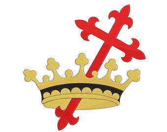 York Rite Ornate Cross and Crown Emblem Embroidery Design | Etsy