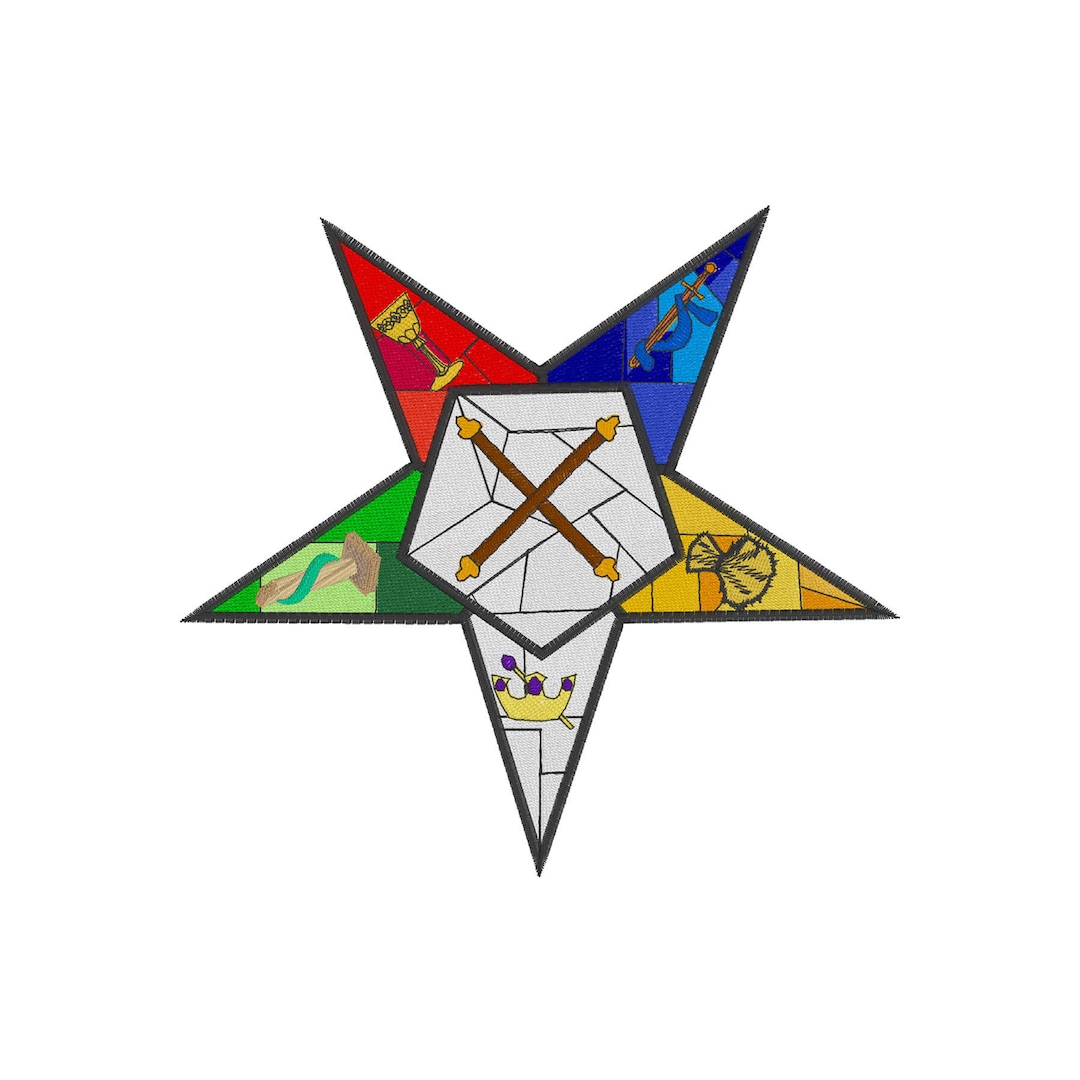 O.E.S. Marshall Emblem Stained Glass - 6x6, 7x7 and 10x10 - Embroidery ...