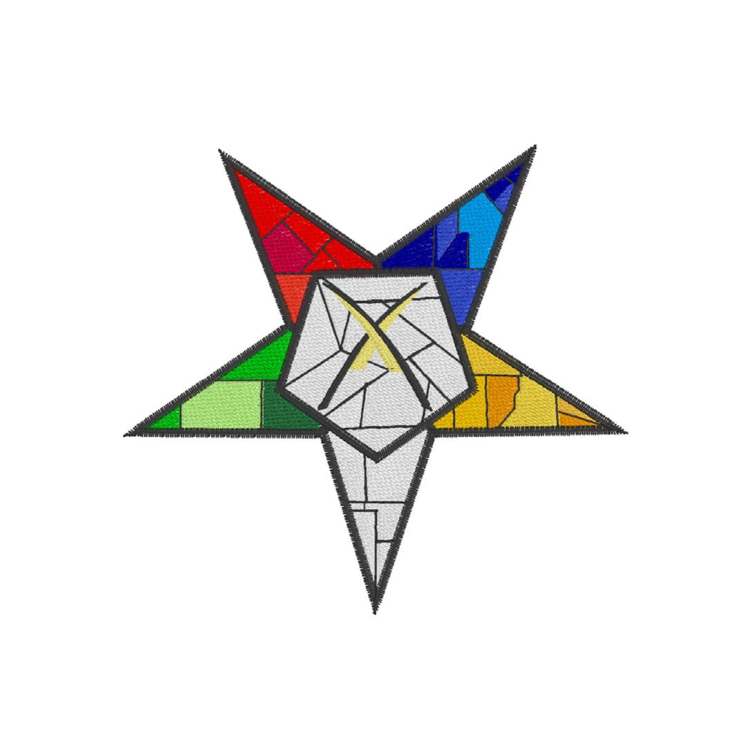 O.E.S. Secretary Emblem Stained Glass - 4x4 - Embroidery Design Digital ...