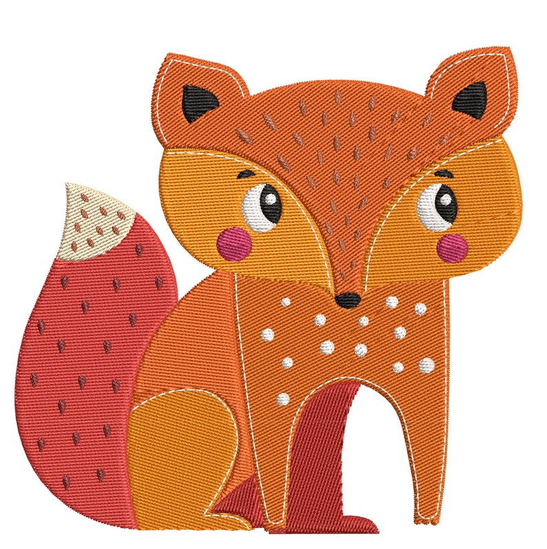 Cute Little Orange Foxie Digital Machine Embroidery Design - Etsy