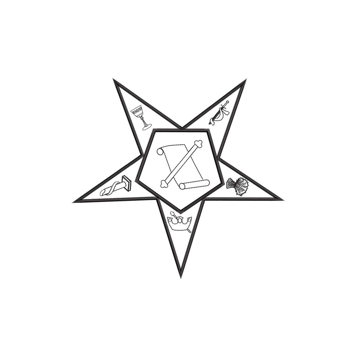 OES Conductress Badge in Blackwork - Officer Designs -embroidery Design ...
