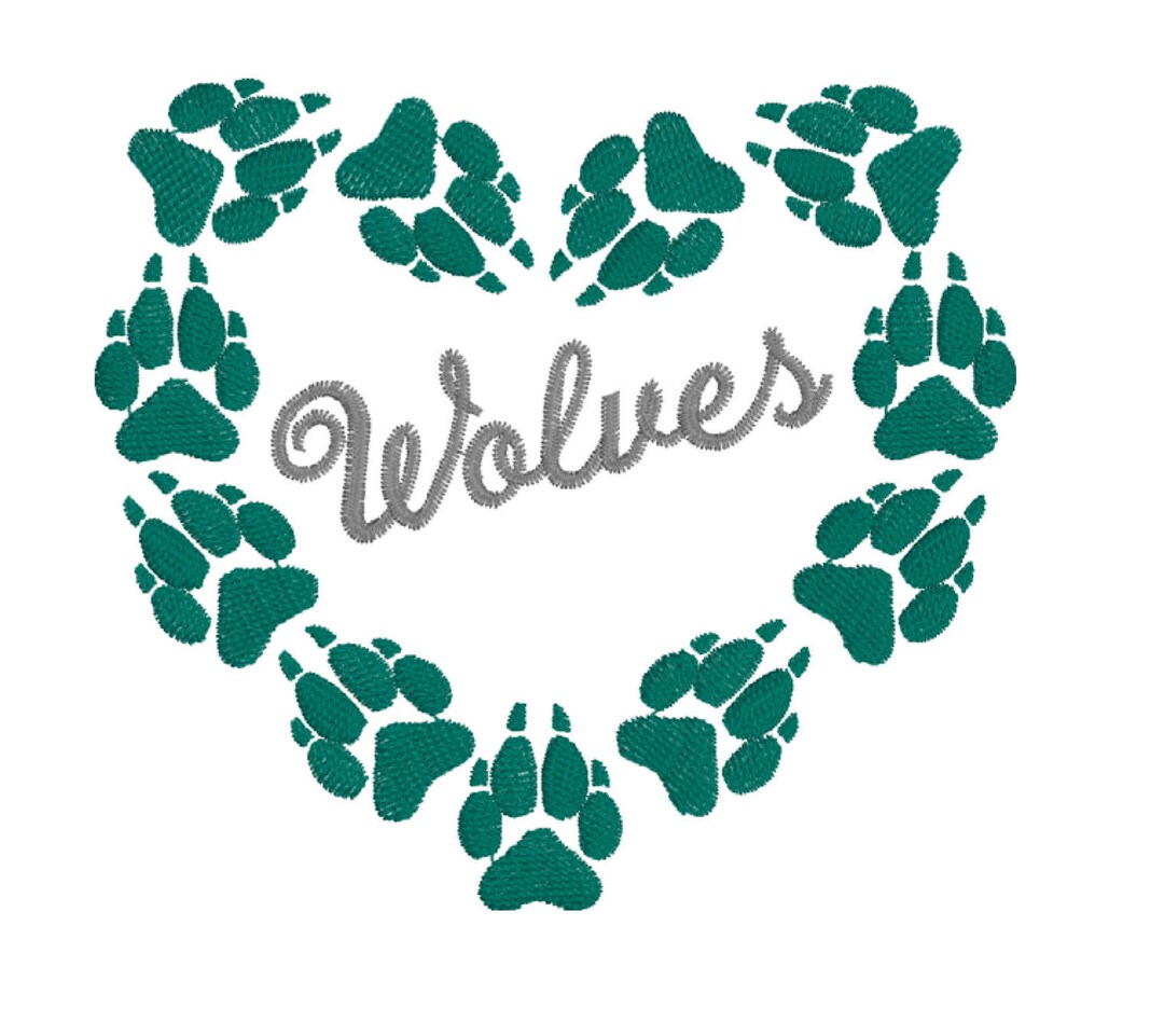 Wolf Paw Print Heart - Embroidery Design - 2x3, 4x4 - Etsy