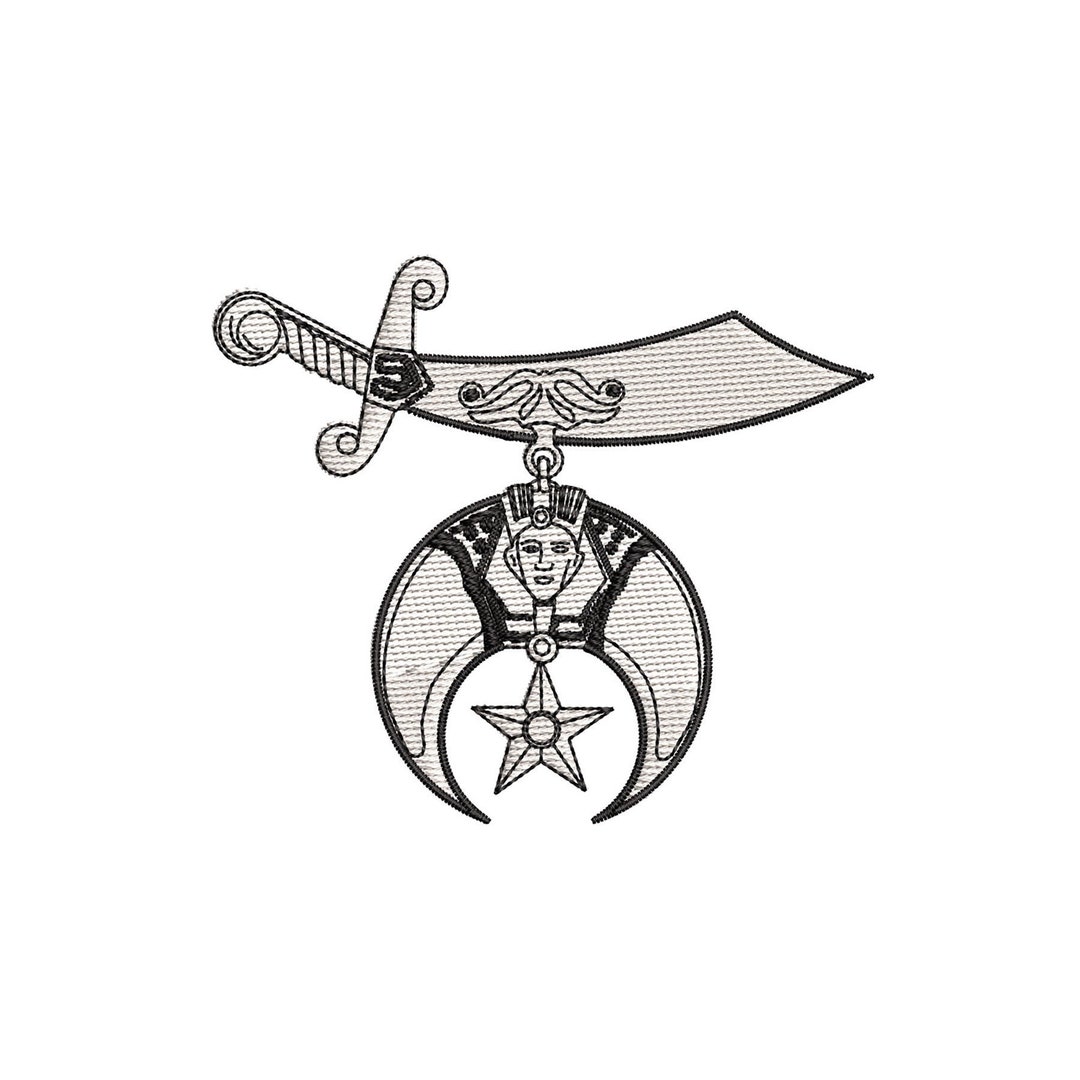 Tiny Monochromatic Shriners Emblem - Digital Embroidery Design ...