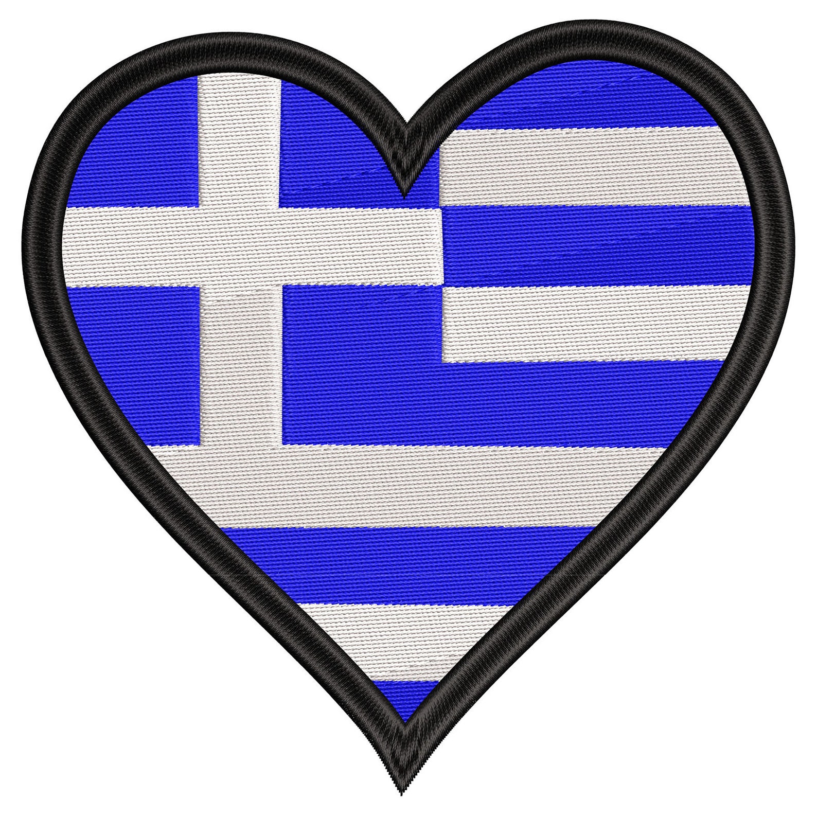 Greek Flag Heart- Digital Machine Embroidery Design - 3x3, 4x4, 5x5 ...