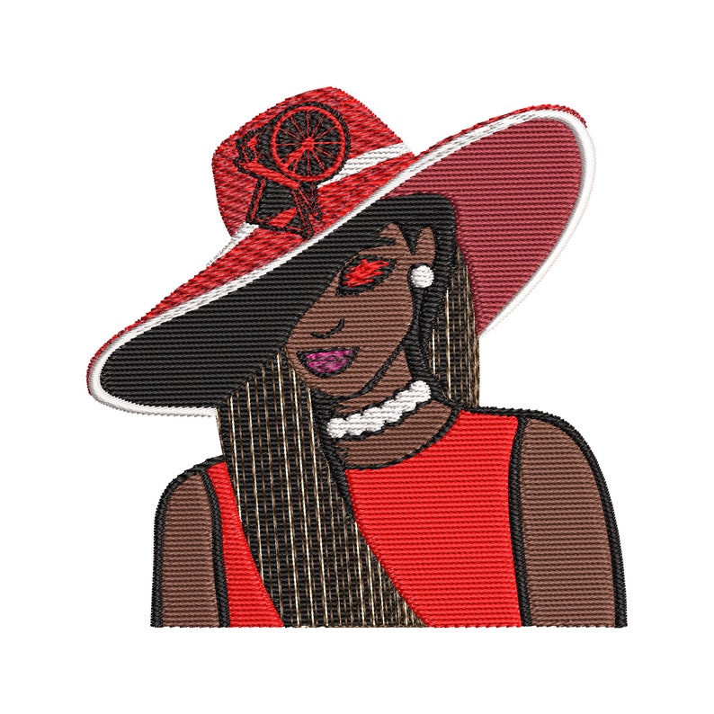 HOJ Lady in Red Hat Digital Machine Embroidery Design 4x4 - Etsy
