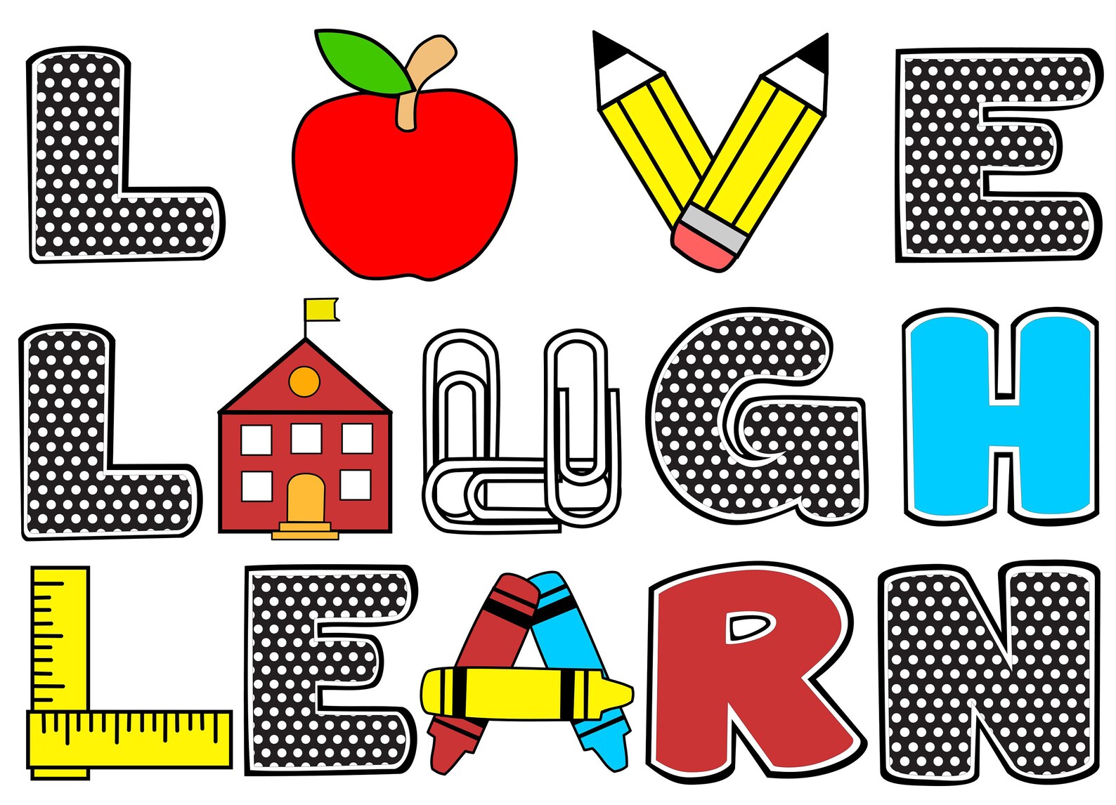 Love Laugh Learn - Silhouette Cut Files - Jpeg, Svg, Eps, Png - High ...