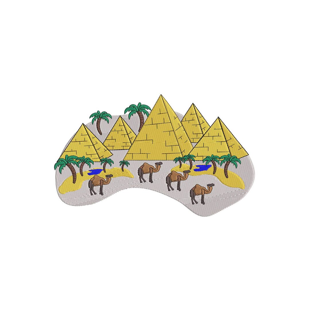 Desert Oasis With Pyramids and Camel- Embroidery Design - 4x6, 5x8 ...