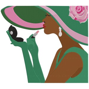 Lady in Green With Compact - Digital Machine Embroidery Design - 4x4 ...