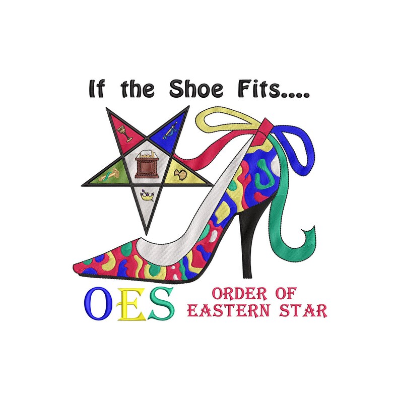 PHA OES Shoe Order of Eastern Star Eastern Star Embroidery - Etsy
